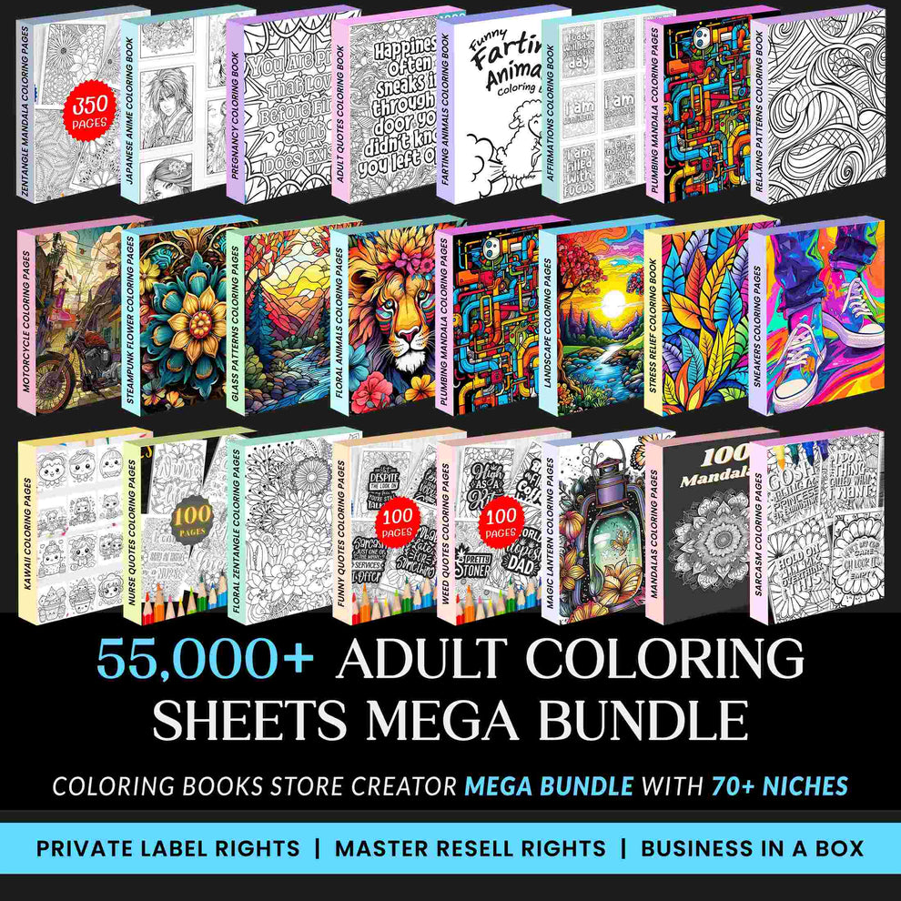 Adult Coloring Worksheets Mega Bundle, Ultimate Adult Coloring Sheets ...